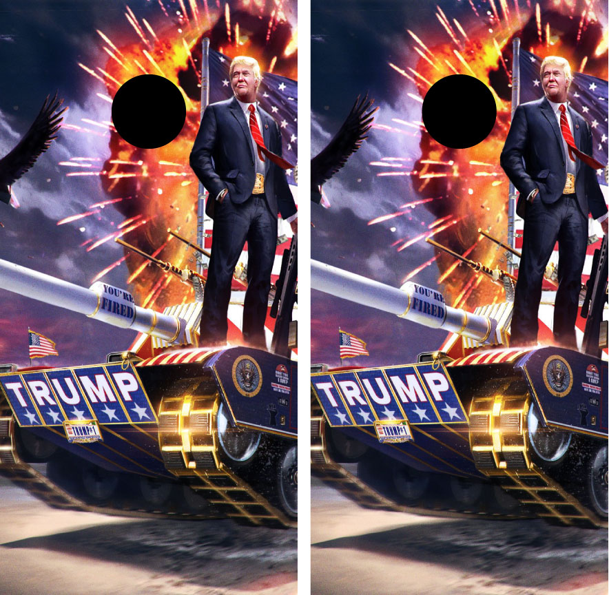 Trump Tank Cornhole Board Wraps – Prime Board Wraps